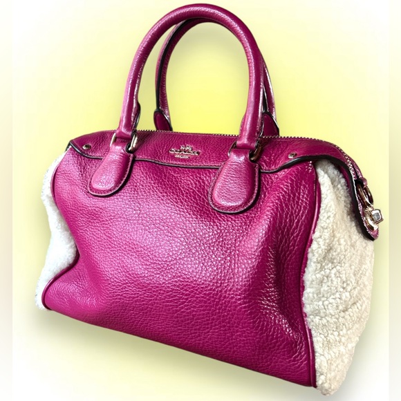 Coach | Bags | Coach Mini Hot Pink Satchel Handbag In Shearling Wool ...